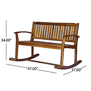 Christopher Knight Home Dexter Patio Glider | Acacia Wood Finish, Natural Stain