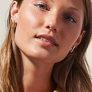 Follome Gold Paperclip Earrings for Women 18K Gold Oval Hoop Earrings Rectangle Hoop Earrings Square Hoops U Shape Link Hoops Earrings Chunky Hoop Earrings Trendy Jewelry Gift