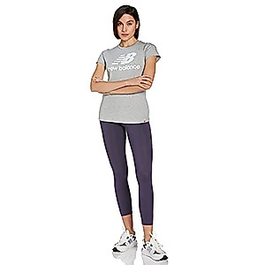 New Balance Women's NB Essentials Stacked Logo Short Sleeve 19, Athletic Grey, Large