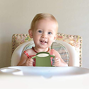 Silicone Training Cup for Infants and Toddlers - Heat Resistant, Two Handled Open Cup Safe for Baby | Helps Infant Develop Independent Drinking Skills Fast (Blue)