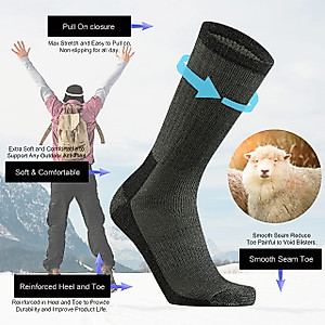 Ortis Merino Wool Moisture Wicking Outdoor Hiking Cushion Crew Socks for Men 4 Pack(Mixcolor XL), 13 - 15