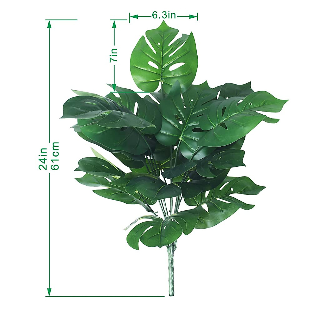 Artificial Tropical Plant turtleback Leaf (Green 18 Stems Leaves) Artificial Plant for Home Garden Office Store Decoration