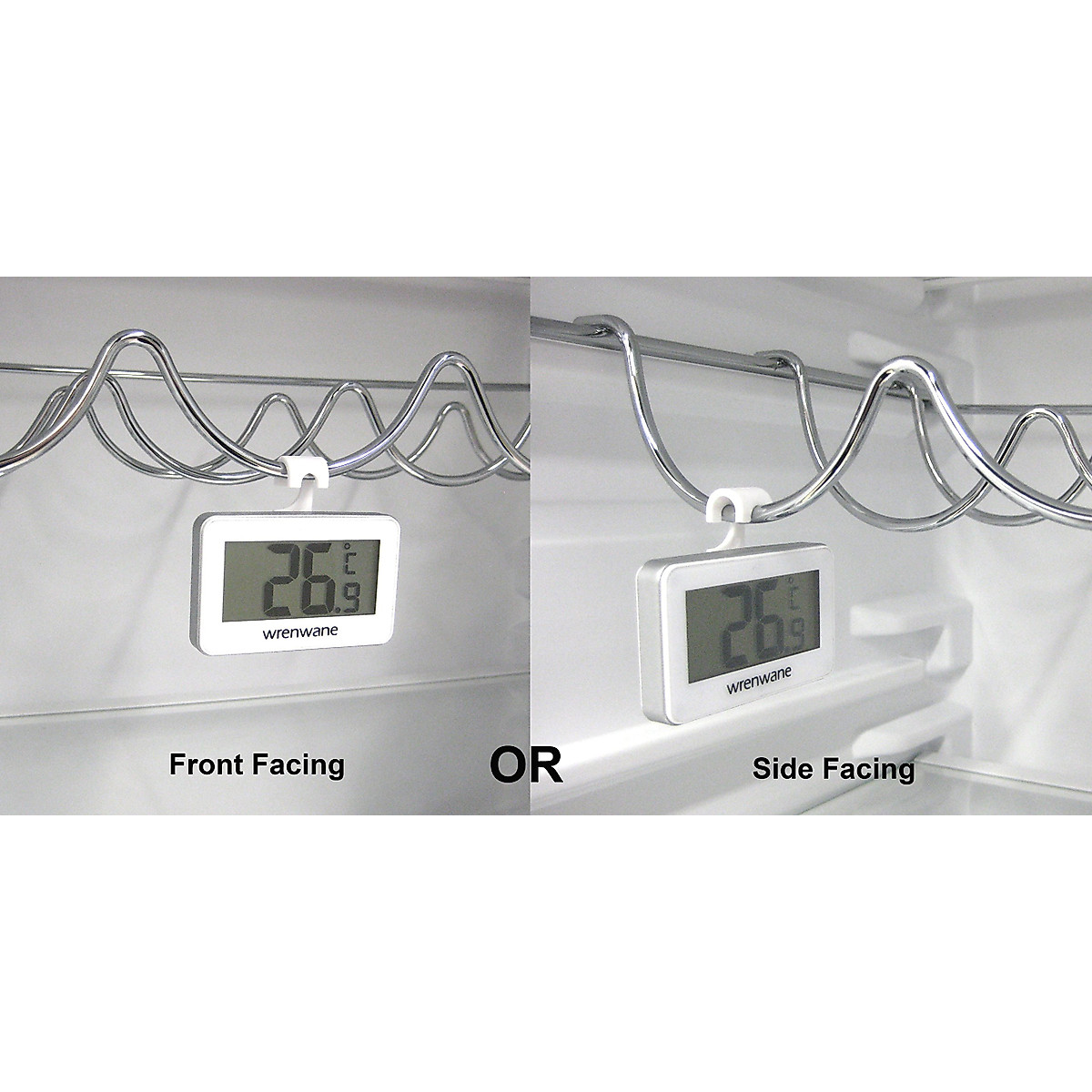 Wrenwane Digital Refrigerator Freezer Room Thermometer, No Frills Simple Operation, White