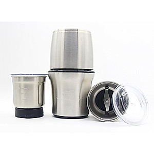 Revel CCM103 Stainless Steel Wet and Dry Coffee/Spice/Chutney Grinder with Two Bowls, Silver