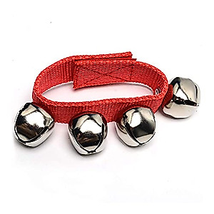 Coolrunner 2pcs/4pcs Band Wrist Bells Christmas Musical Tambourine Wrist Shaking Jingle Bells Percussion Orchestra Rattles (Red)