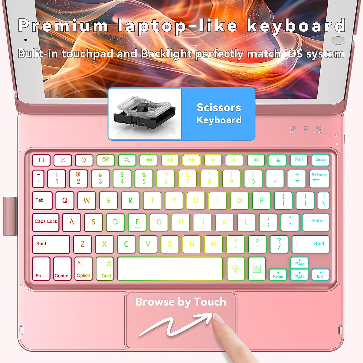 Keyboard Case for iPad 10.2 - iPad Keyboard 9th Generation & 8th & 7th Gen - Touch Keyboard - 360° Rotatable Protective Cover with Apple Pencil Holder - Backlight Wireless Keyboard - iPad 9 Keyboard