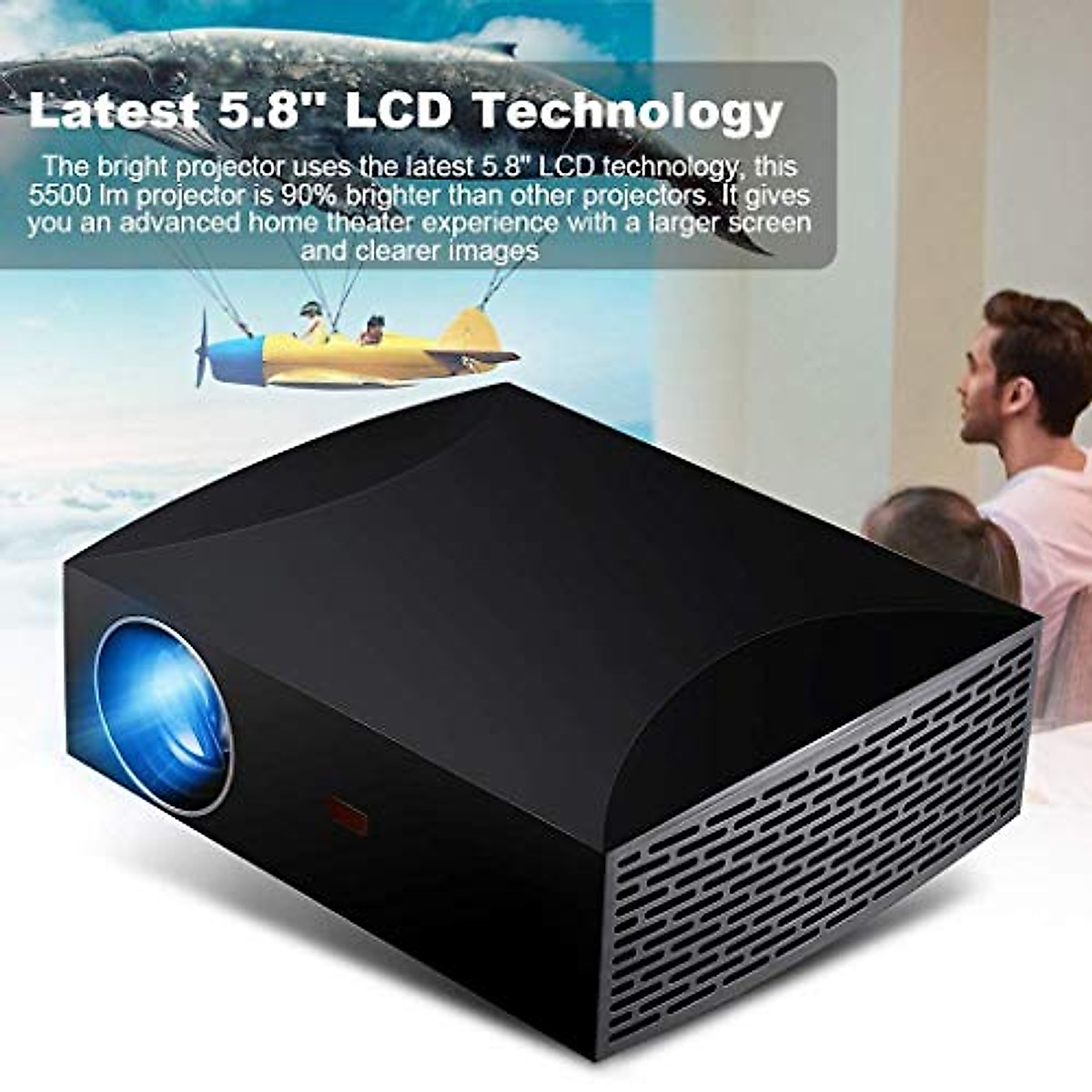 NIZYH HD 4K Projector Office HD Mobile Conference Wall Watching Movie Home Theater Projector
