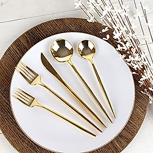 Novelty Modern Flatware, Cutlery, Disposable Plastic Dinner forks Luxury Gold 64 Count