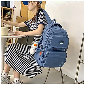 MeganJDesigns Cute Aesthetic Backpack for Teens Girls Boys College High Middle School Student Lightweight Book Bag Casual Kawaii Daypacks (B-Blue Aesthetic Backpack)