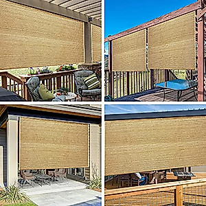 Easy2Hang Garden Shade Fabric Adjustable Vertical Side Wall Panel for Patio/Pergola/Window 6x6ft Wheat