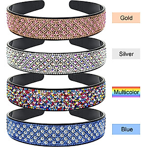4 Pieces Crystal Rhinestone Headband Teeth Comb Headbands Plastic Hair Band Crystal Beaded Bling Hairbands Non-slip Hard Headbands for Women Girls Lady Hair Accessories (1 Inch)