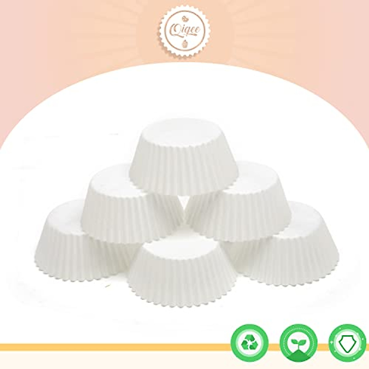 1000pcs White Cupcake Liners Muffin Linner No Smell, Food Grade Baking Cups（Standard Size）qiqee