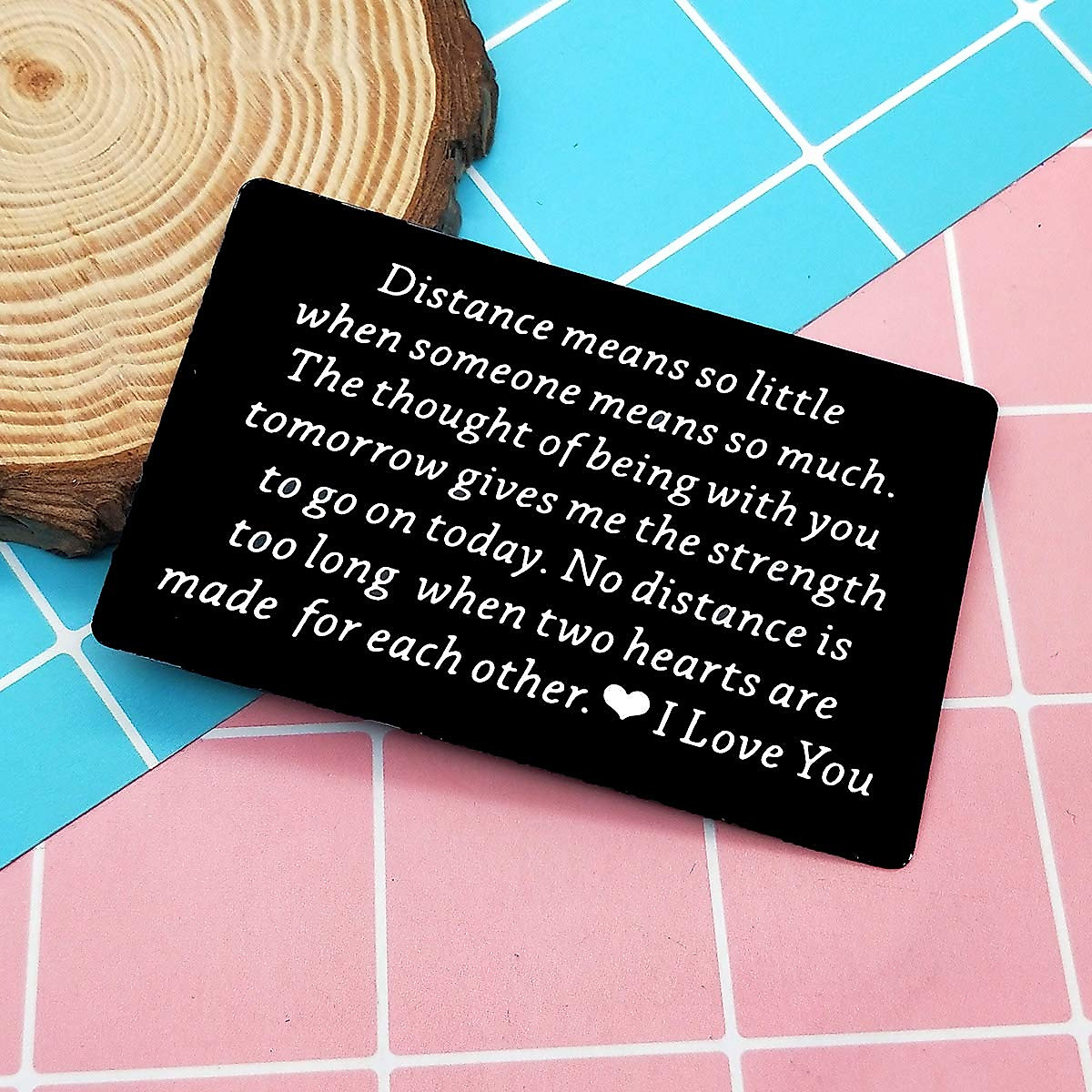 Engraved Wallet Inserts Card,Long Distance Couples Gift for Boyfriend,Long Distance Gift,Metal Wallet Love Note Card for Him Her,Military Deployment Gift for Husband Christmas Birthday Gift for Men