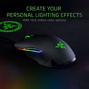 Razer Lancehead Tournament Edition Ambidextrous Gaming Mouse: 16K DPI Optical Sensor - Chroma RGB Lighting - 8 Programmable Buttons - Mechanical Switches - Classic Black
