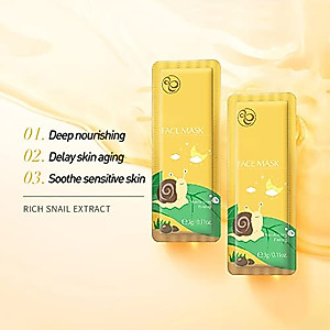 BMSY 2022 New 10 Pcs SnailSleeping Facemask Sheet Wash Frees Face Pack for Glowing Skin Deep Moisturizing Skin CareMask Firming Skin Hydrate Soothe Korean Gifts for Men and Women (Yellow, One Size)