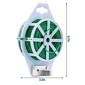 Rainbow Color 328 Feet (100m) Garden Plant Twist Tie with Cutter, Tie Wire Reel for Home and Office, Multifunctional Twist Ties (Green)