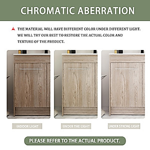 QuixotYDDZ 36" Bathroom Vanity with Sink, Freestanding Bathroom Sink Vanity with White Gel Basin Sink Top, Bathroom Storage Cabinet with 1 Adjustable Shelf for Small Space, White Oak