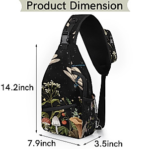 Animal Dragonfly Sling Bag Crossbody Sling Backpack Water Resistant Shoulder Bag Outdoor Travel Hiking Chest Bag Daypack for Women Men Unisex