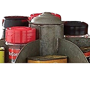 Benjara Galvanized Lazy Susan Organizer with Pockets, Gray