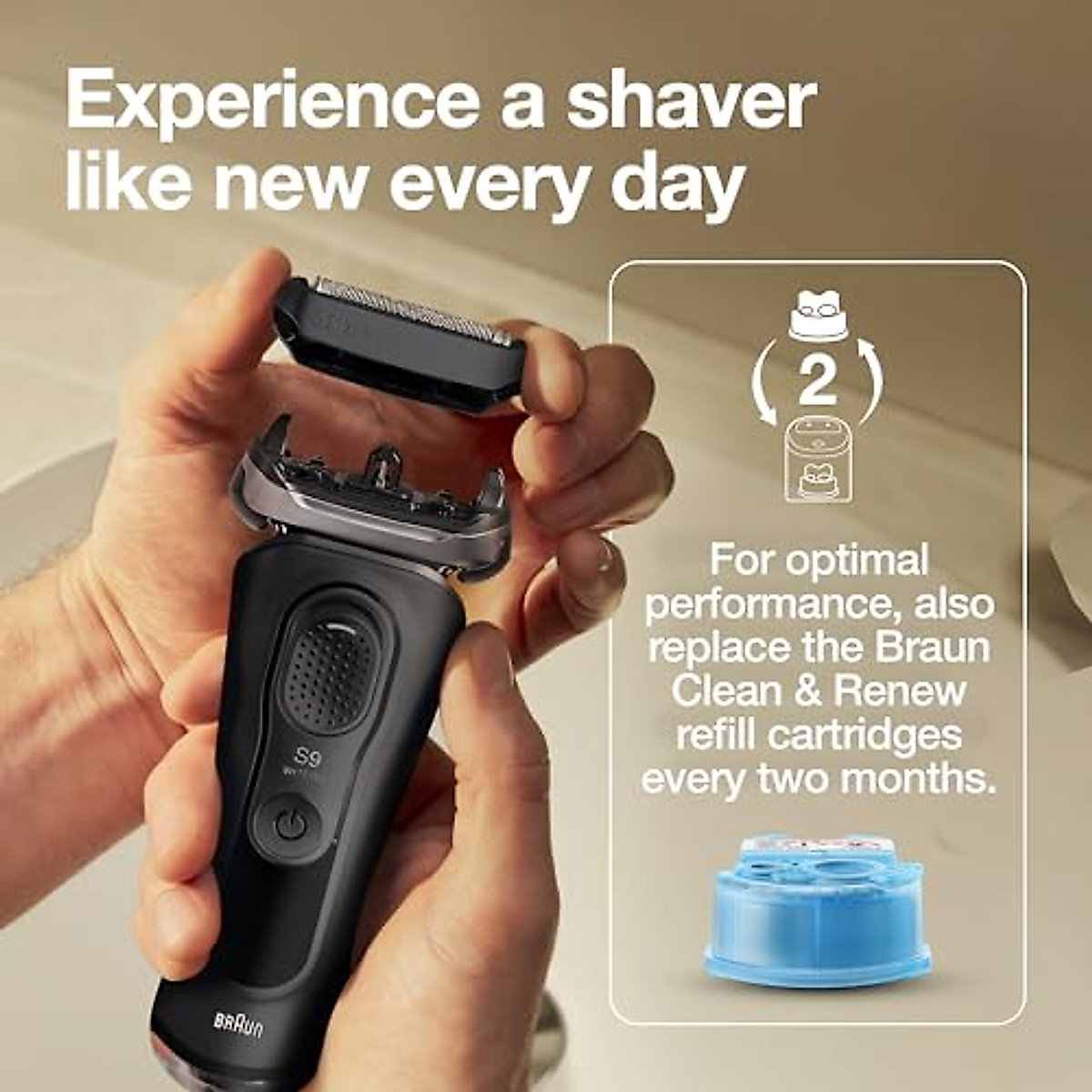 Braun Electric Shaver Head Replacement Part 92B Black, Compatible with Series 9 Electric Razors for Men