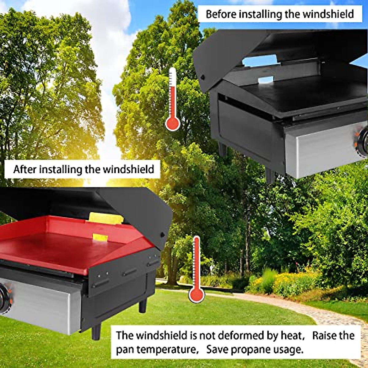 ClimbFun Wind Guard for Blackstone Griddle 17 Inch, Wind Screen, Flat Top Grill Accessories, Compatible with Rear Grease Cup, Hood and Side Shelf, Blackstone Griddle Accessories