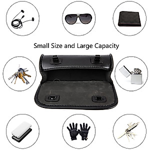 kucehiup Motorcycle Handlebar Bag,Tool Bag PU Leather Universal Barrel Roll Bag Motorcycle Fork Bag Saddlebags Sissy Bar Pouch Storage Bag for Motorbike Bike(Black)