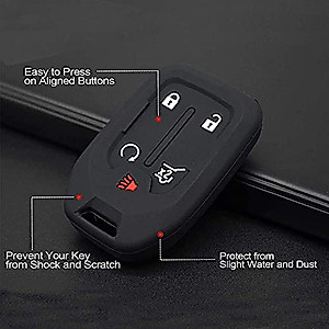 2Pcs Silicone 5 Buttons Smart Key Fob Remote Cover Case Shell Glove Skin Jacket Protect Bag for GMC Acadia Terrain Yukon Chevrolet Suburban Tahoe HYQ1AA 13584502 1551A-AA, Black+Blue
