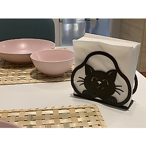 PXLYWLTZL Napkin Holder for kitchen，CAT black Metal Holders Tables, dinner iron Restaurants，Farmhouse，Cafe，Bar, Holders, Tissue Dispenser (CAT), 4.8inch 4inch 1.7inch (999)
