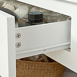 Haotian FWT31-W, White Corner Desk, Triangle Computer Desk with Drawer and Shelf, Home Office Desk, Computer Workstation