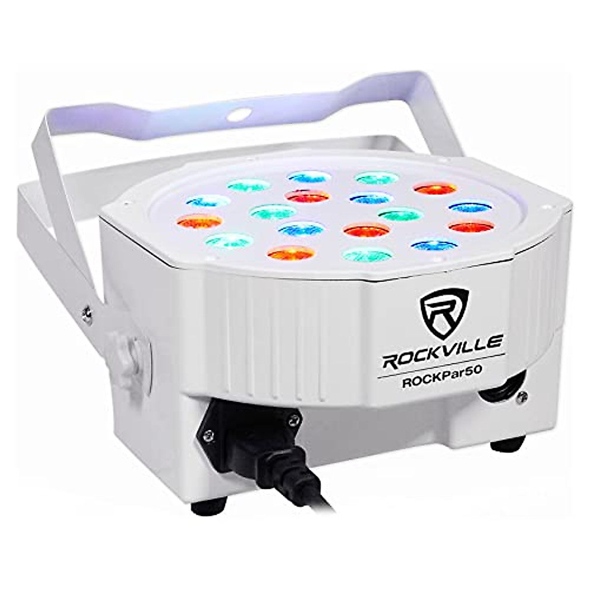 (8) Rockville RockPAR50 LED RGB Compact Par Can DJ/Club/Stage DMX Wash Light - White