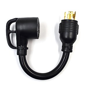 FlixGrdy 4 Prong to 30 Amp RV Generator Adapter Cord with Grip Handle, L14-30P Twist Lock Male to TT-30R Female, Heavy Duty STW 10 AWG for Generator to RV Trailer Camper, ETL Listed