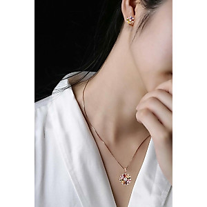 VONSSY Colorful Snowflake Pendant Necklace Earrings Rose Gold 5A Cubic Zirconia | Crystal Sweater Chain | Multi Gemstone Garnet Amethyst Morganite Peridot Prom Rhinestone Necklaces