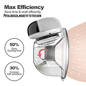 Wearable Electric Breast Pump with LED Display Hands-Free Breastpump 2 Modes & 9 Levels Adjustment Unique Shape 24mm Default…