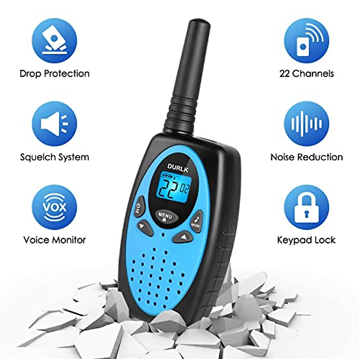 Walkie Talkies Long Range 4 Pack, Rechargeable Walkie-talkies with Built-in Li-ion Batteries, USB-C Chargers, 2 Way Radios 22 FRS Channels for Camping Hiking Cruise