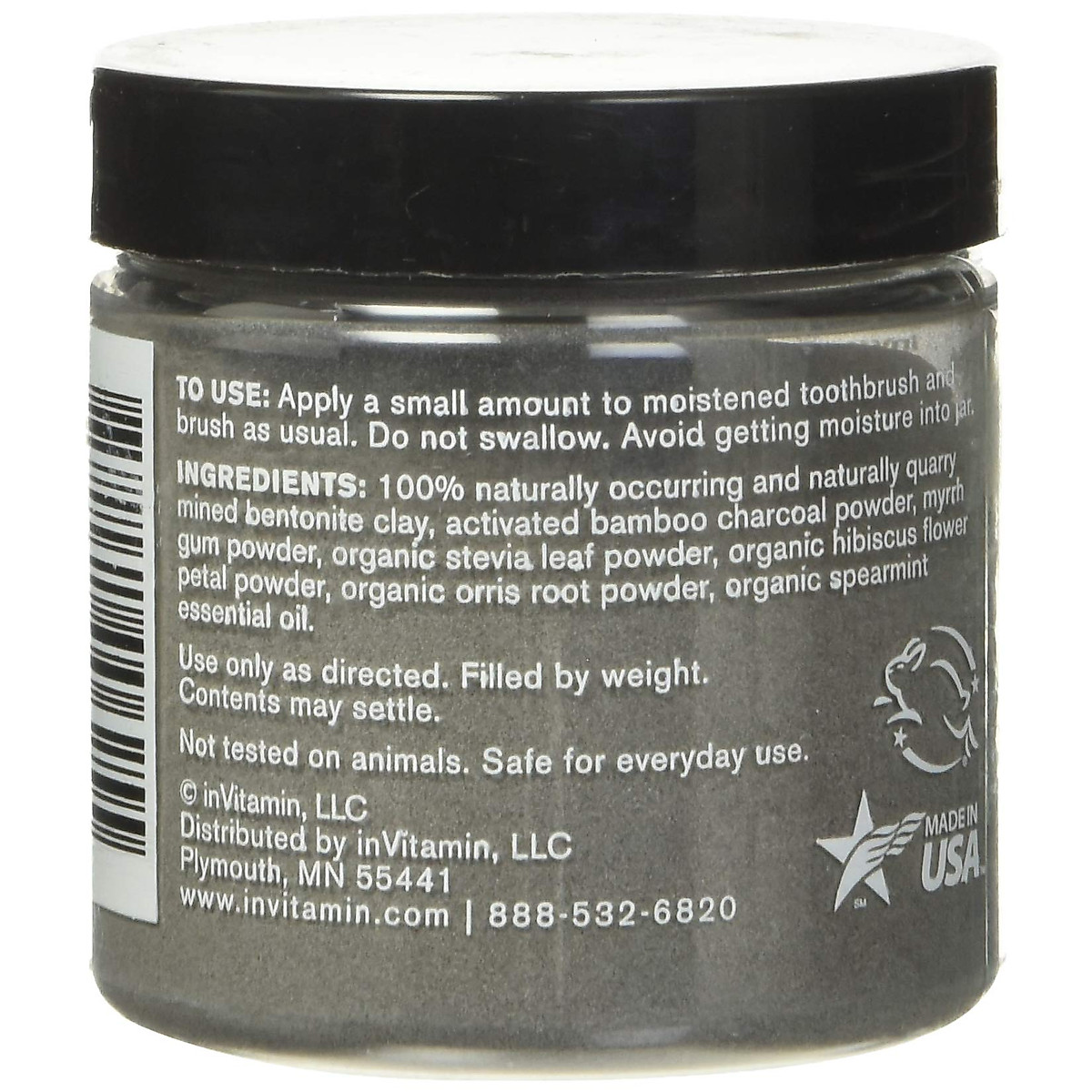 InVitamin Natural Whitening Activated Charcoal Powder for Teeth and Gums (Spearmint)