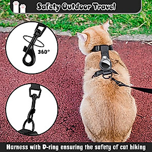 VKPETFR Cat Harness and Leash Set with Airtag Holder, Cats Escape Proof, Adjustable Kitten Harness for Small Large Cats, Lightweight Soft Walking Travel Harness(Black)