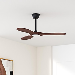 XBIBI 42 Inch Ceiling Fans with Lights and Remote,Wood Ceiling Fan with Lights,Modern Ceiling Fan Light with 3 Blade,6 Speed DC Motor Indoor Outdoor Ceiling Fan for Patio,Living Room,Bedroom
