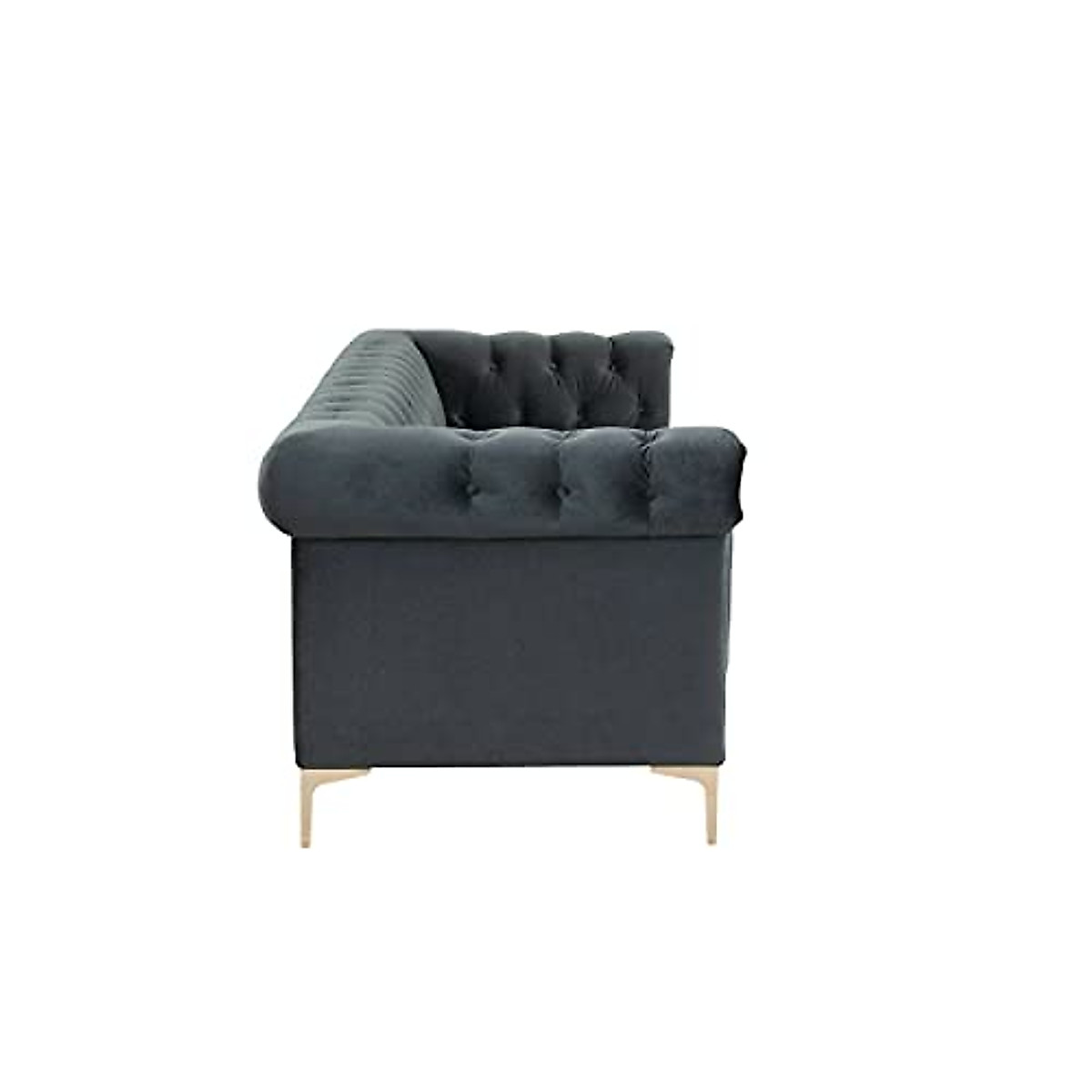 Iconic Home Gold/Grey Bea Velvet with Nail head Trim Tone Metal Sofa