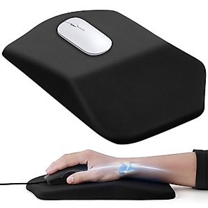 KXRORS Ergonomic Mouse Pad with Wrist Support - Comfortable Soft Entire Memory Foam Mousepad for Wrist Rest Pain Relief,Thick Mouse Pad with Non-Slip PU Gel Base for Office & Home(13 x 8 Inch Black)