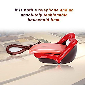 Large Tongue Landline,WX-3203# No Caller ID Red Large Tongue Shape Desktop Telephone Support Number Storage/Dialing Pause/Redial,Fashionable Home Decoration Phone