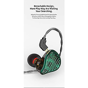 CVJ CSE in-Ear Headphones 1 DD & 1 BA Earphone HiFi Stereo Deep Bass Earbuds with Detachable Cable Noise Isolating Headset with Hybrid Driver for Running, Jogging, Walking (Black Without Mic)