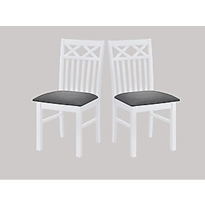Liveasy Furniture Dining Chairs Set of 2, Dining Room Chairs with Solid Wood Legs, Kitchen Chairs with Cushion (White, Set of 2)