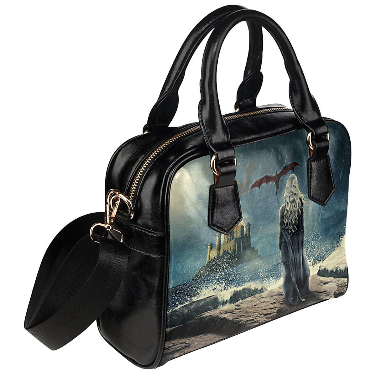 Women Female Crossbody Shoulder Top-handle Bags Shell Handbag with Daenerys Targaryen-Game of Thrones Pattern