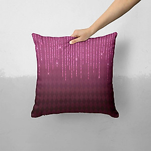 iiRov Sprakling Pink Orbs Over Burgundy Diamonds - Custom Decorative Home Decor Indoor or Outdoor Throw Pillow Cover Plus Cushion Set for Sofa, Bed or Couch (Pillow CASE Cover Plus Cushion)