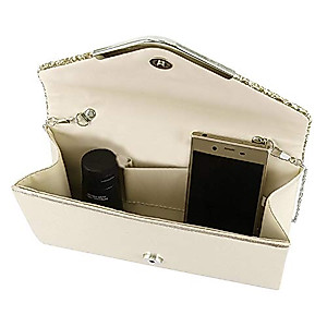 Danse Jupe Women Shiny Sequin Evening Purse Envelope Clutch Bag Crossbody Chain Bag for Wedding Party Pink