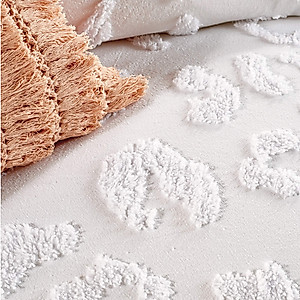 Peri Home Chenille Leopard 100% Cotton 3-Piece Duvet Cover & Sham Set, Full/Queen, White