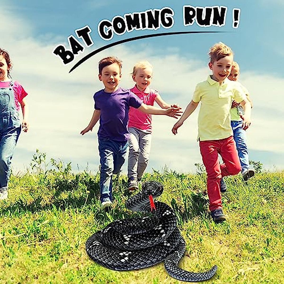 Hiboom Giant Snake Plush Large Stuffed Animal Snake Realistic Stuffed Snake Lifelike Plush Snake Toy Gifts for Birthday Party Prank Props (Black, Gray, 71 Inch)