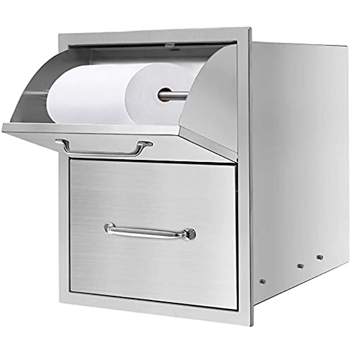 Karpevta Outdoor Drawers W16XH20XD20 Double Access Drawer with Paper Towel Holder BBQ Drawers for Outdoor Kitchen Grilling Station