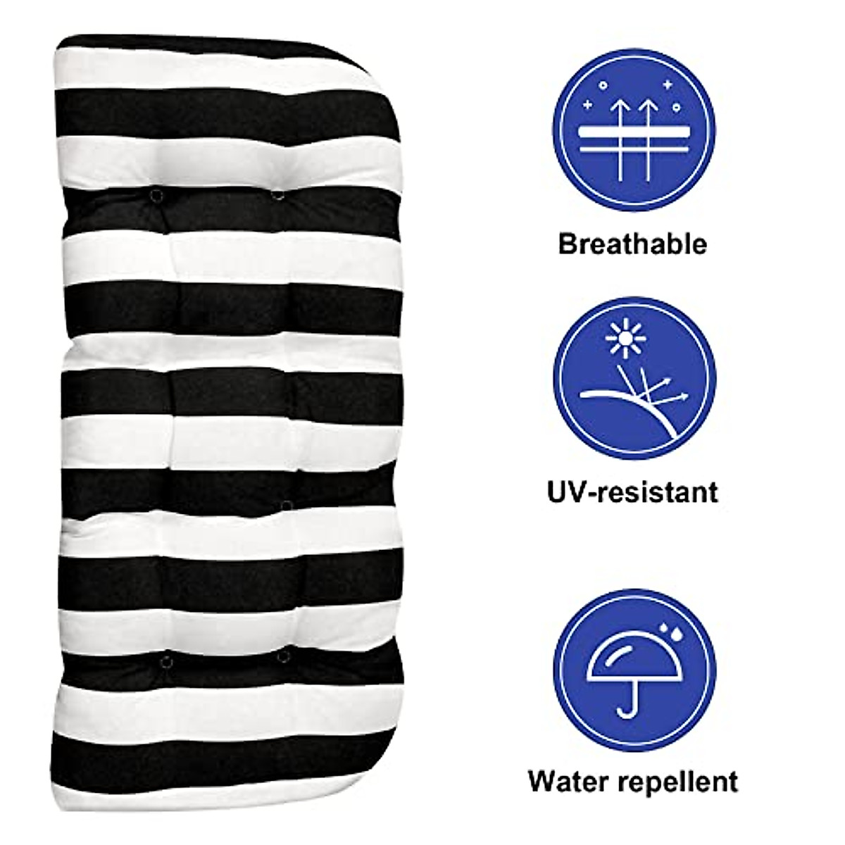 INFBLUE Tufted Bench Cushion for Outdoor Furniture Patio Swing Cushions Overstuffed Outdoor Loveseat Cushions with Round Corner 44" x 19"