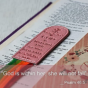 3 Pieces Leather Bible Bookmarks Bible Ribbon Bookmark Multi Ribbon Page Marker, Bible Verse Inspirational Bookmarks - Psalm 46:5, Proverbs 4:23, Philippians 4:13, Bible Accessories,Bible Supplies